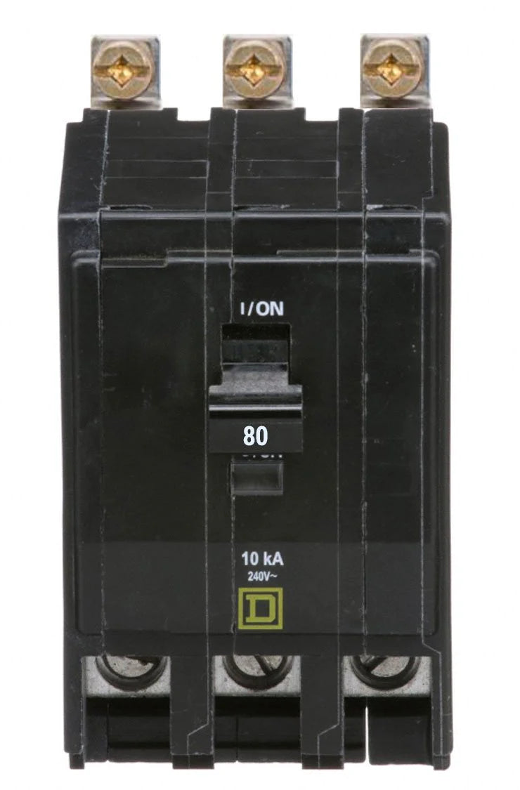 SQUARE D MINI CIRCUIT BREAKER 80A 3 POLE BOLT ON MOUNT QOB380 TYPE QOB ...