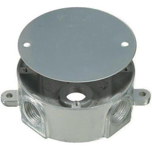 ROUND WEATHERPROOF METAL BOX WITH COVER 5 X 1/2 HOLES - GREY – Covalin ...