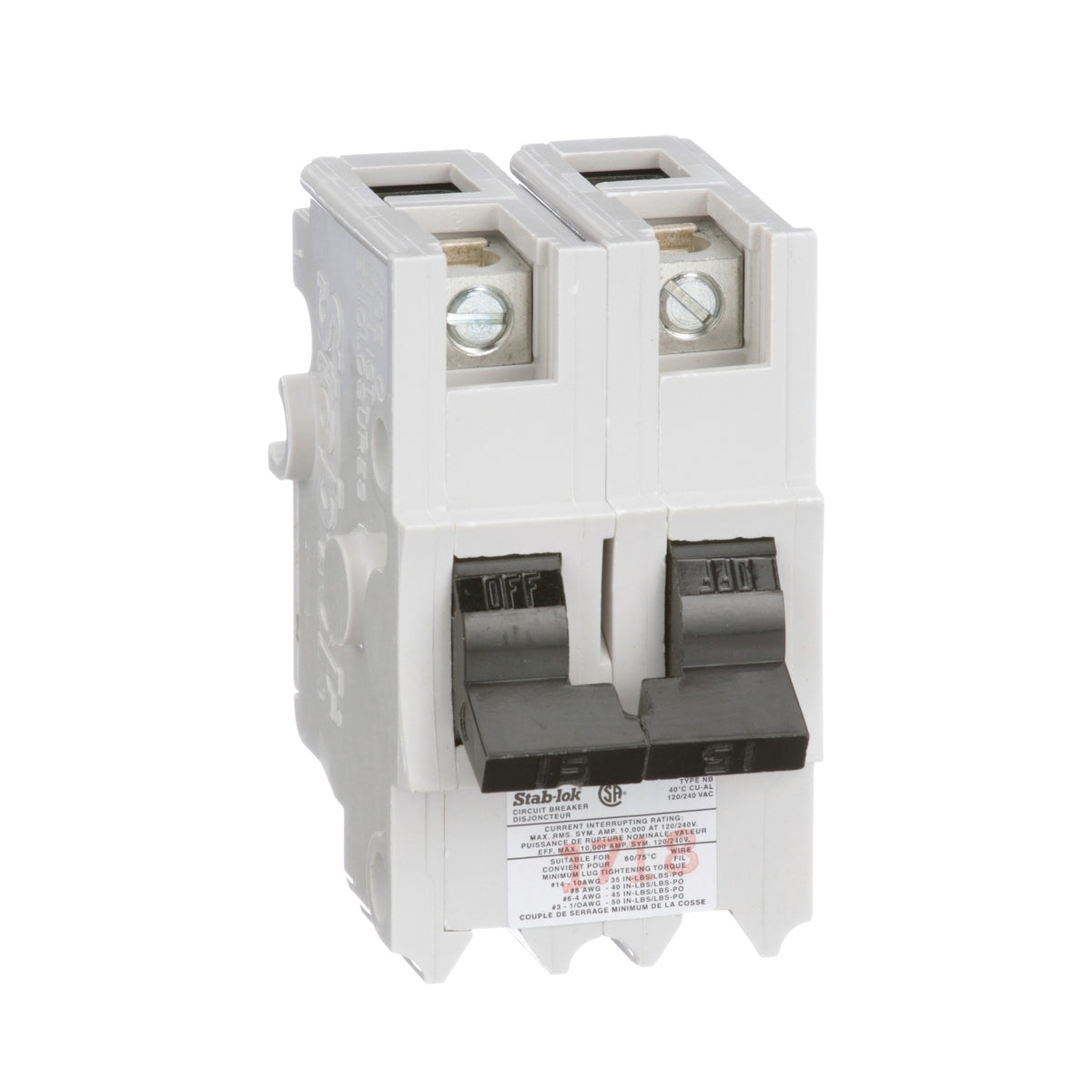 STAB-LOK THICK CIRCUIT BREAKER 20A 2 POLE BOLT ON MOUNT NB TYPE NB220 ...
